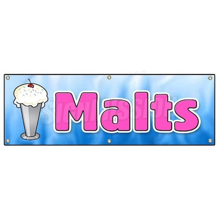 Signmission MALTS BANNER SIGN malted milk malt shop tin milk shakes old ...