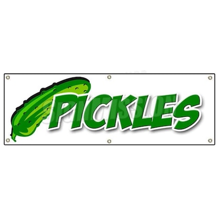 Signmission PICKLES BANNER SIGN sour fried dill kosher pickle barrel ...
