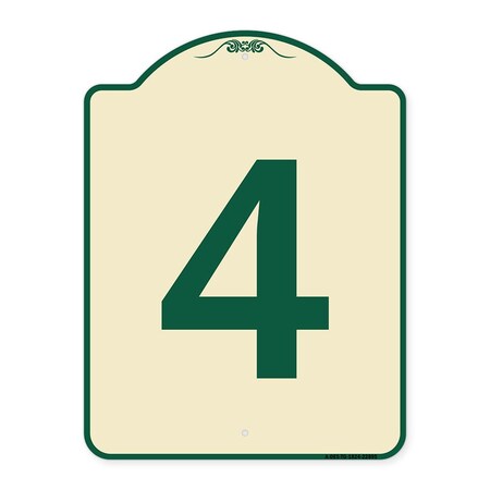 Signmission Designer Series Sign W/ Number 4, Tan & Green Heavy-Gauge ...