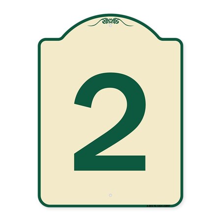 Signmission Designer Series Sign W/ Number 2, Tan & Green Heavy-Gauge ...