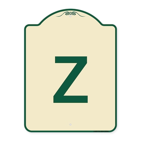 Signmission Designer Series Sign with Letter Z, Tan & Green Heavy-Gauge ...