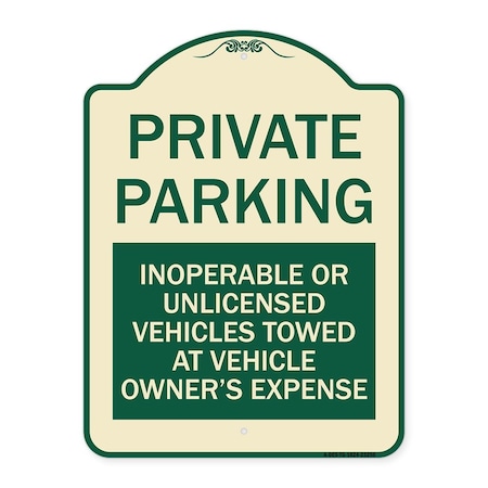 Signmission Private Parking Inoperable or Unlicensed Vehicles Towed at ...