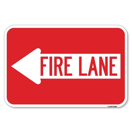 Signmission Fire Lane Left Arrow Heavy-Gauge Aluminum Sign, 12" x 18 ...