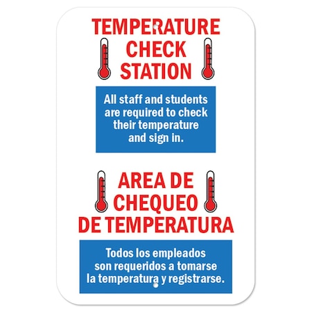 Signmission Public Safety Sign-Temperature Check Station Spanish, Heavy ...