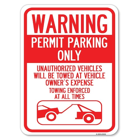 Signmission No Parking w/o Permit Warning Permit Parking Unauthorized ...