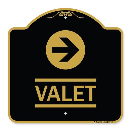Signmission Designer Series Sign-Valet Right Arrow, Black & Gold ...