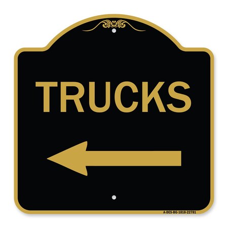 Signmission Trucks Sign Trucks W/ Left Arrow, Black & Gold Aluminum ...