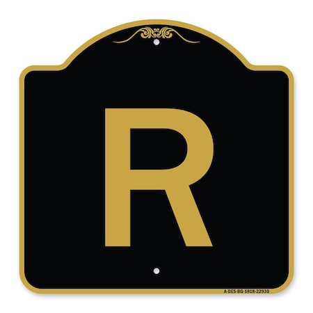 Signmission Designer Series Sign-Sign W/ Letter R, Black & Gold ...