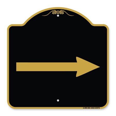 Signmission Designer Series Sign-Right Arrow, Black & Gold Aluminum ...