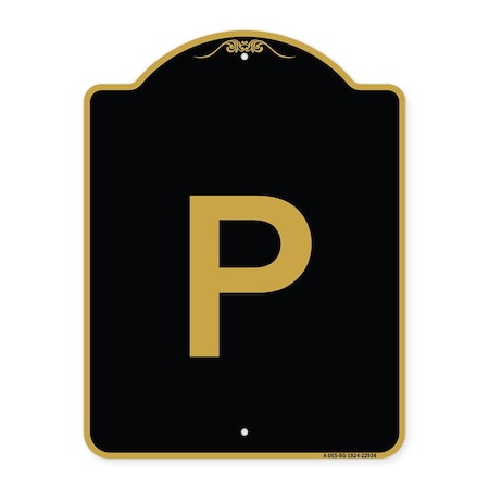 Signmission Designer Series Sign-Sign W/ Letter P, Black & Gold ...