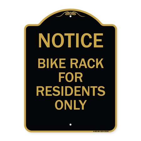 Signmission Sign Bike Rack for Residents Only, Black & Gold Aluminum ...