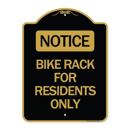 Signmission Designer Series Bike Rack for Residents Only, Black & Gold ...