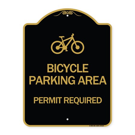 Signmission Bicycle Parking Area-Permit Required W/ Graphic, Black ...