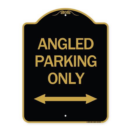 Signmission Angle Parking W/ Bidirectional Arrow, Black & Gold Aluminum ...