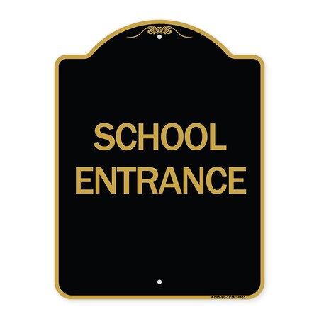 Signmission Designer Series Sign-School Entrance, Black & Gold Aluminum ...
