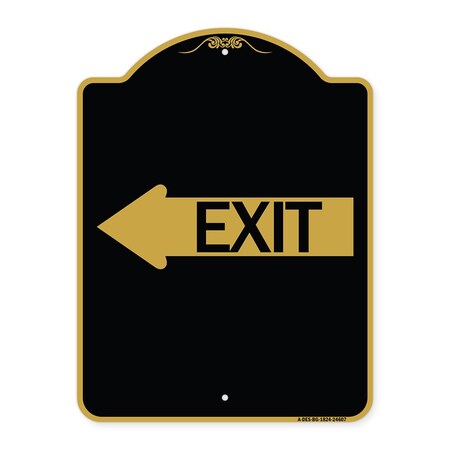 Signmission Designer Series Sign-Exit W/ Left Arrow, Black & Gold ...