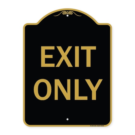 Signmission Designer Series Sign-Exit Only, Black & Gold Heavy-Gauge ...