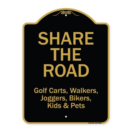 Signmission Designer Series Sign-Share The Road, Black & Gold Heavy ...