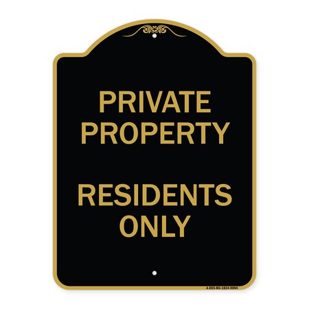 Signmission Designer Series Sign-Residents Only, Black & Gold Heavy ...