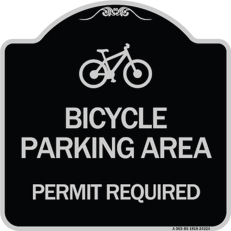 Signmission Bicycle Parking Area Permit Required W/ Graphic Heavy-Gauge ...