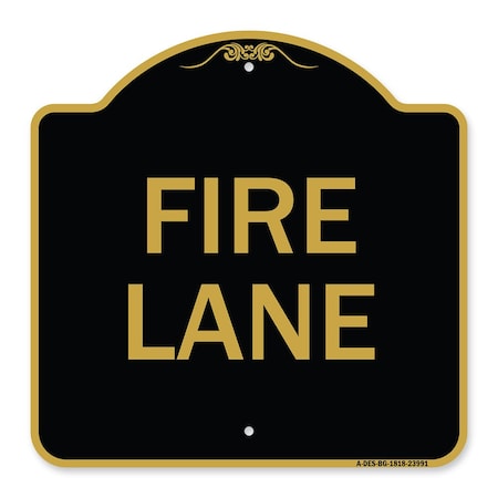 Signmission Designer Series Sign Fire Lane Supplementary, Black & Gold ...