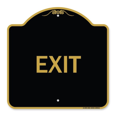 Signmission Designer Series Sign-Exit 1, Black & Gold Aluminum ...