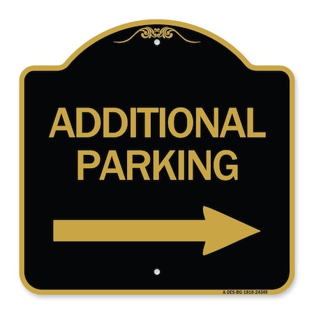 Signmission Additional Parking Sign Right Arrow, Black & Gold Aluminum ...