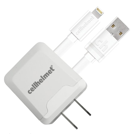 Cellhelmet Wall Charger 2.1A with Apple Lightning Cable 3ft, White WALL ...