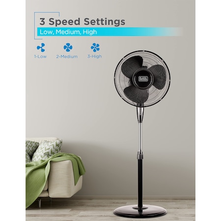 Black & Decker Stand Fan with Remote, 16 Inches, Black BFSR16B | Zoro