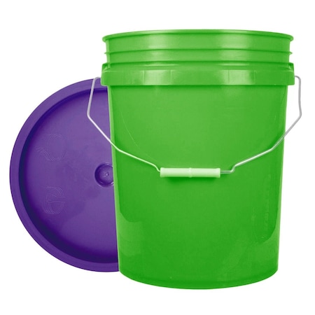 World Enterprises Bucket, 12 in H, Lime Green and Purple 5LIGRN,345PPL ...
