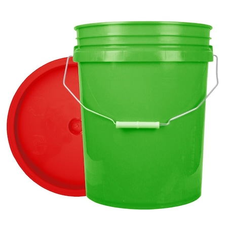 World Enterprises Bucket, 12 in H, Lime Green and Red 5LIGRN,345RED | Zoro