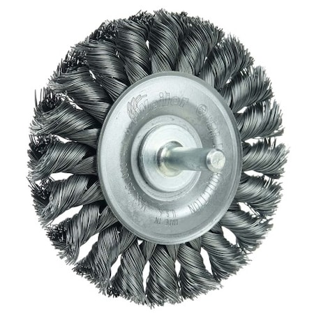 Weiler 3-1/4" Stem-Mounted Knot Wire Wheel, .014" Steel Fill, 1/4" Stem ...