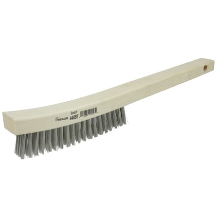 Weiler Hand Wire Scratch Brush, .012 Fill, Curved Handle, 4 x 18 Rows ...