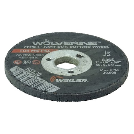 Weiler Type 1, 2 in Dia, 1/8 in Thick, 3/8 in Arbor Hole Size, Aluminum ...
