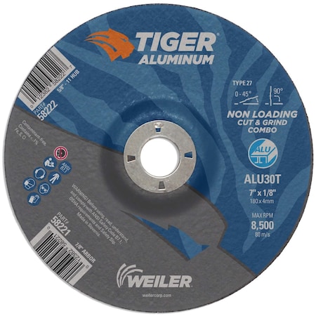 Weiler 7 in Dia, 1/8 in Thick, 7/8 in Arbor Hole Size, Aluminum Oxide ...