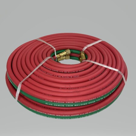 Blue Demon TWIN GAS WELDING HOSE, GRADE R, 1/4 IN X 50 FT, BB FITTINGS ...