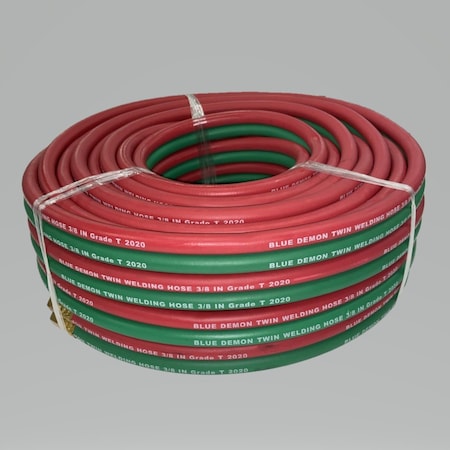 Blue Demon TWIN GAS WELDING HOSE, GRADE T, 3/8 IN X 100 FT, BB FITTINGS ...