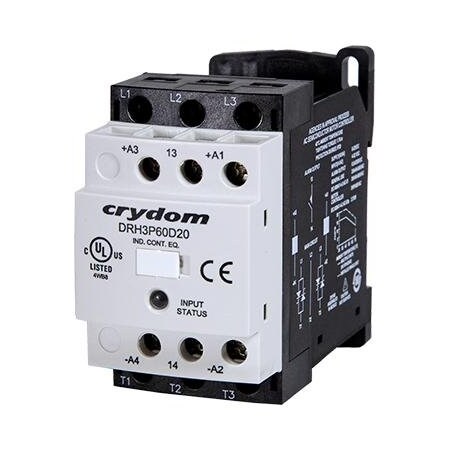 Crydom Ssr Contactor 3-Phase Din Rail Mount 600Vac/18 DRH3P60A18 | Zoro