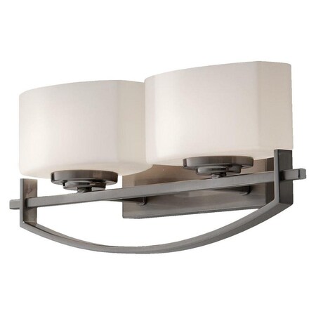 Feiss Two Light Brushed Steel Opal Etch Glass Vanity VS18202-BS | Zoro