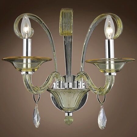 Joshua Marshal Murano Design 2 Light 16 Yellow Wall Sconce With Murano ...