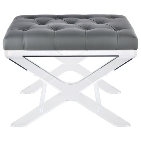 Elegant Decor 24 Inch Tufted Synthetic Leather Bench In Grey AF1002 | Zoro