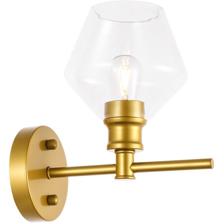 Living District Gene One Light Brass And Clear Glass Wall Sconce ...
