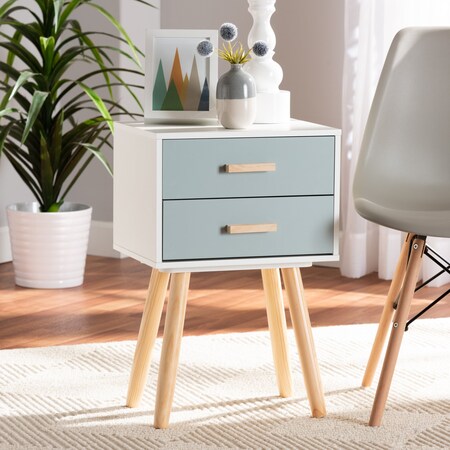 Baxton Studio Giles ModernOak Brown and Multi-Colored Wood 2-Drawer ...