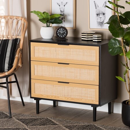 Baxton Studio Maureen MidCentury Modern Espresso Brown Wood and Rattan ...