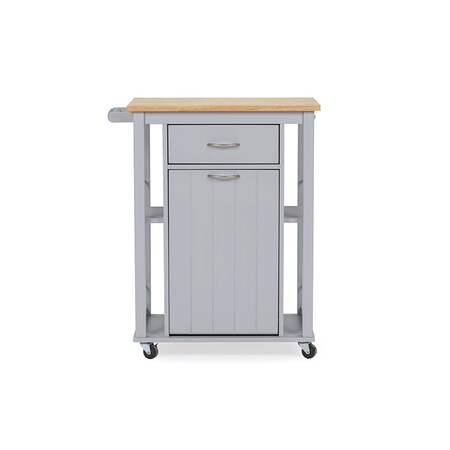 Baxton Studio Yonkers Contemporary Light Grey Kitchen Cart with Wood ...