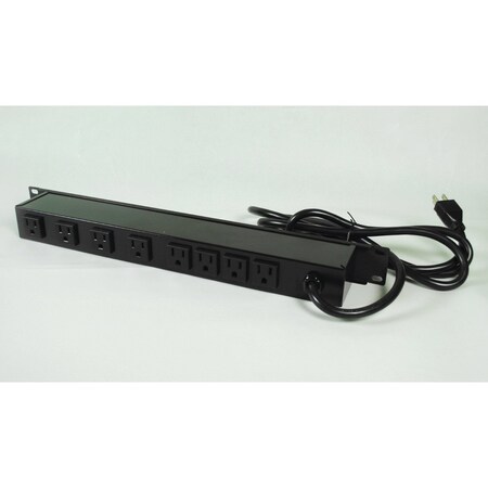 Wiremold 8-REAR OUTLET POWER STRIP, 19" RACKMOUNT 6' CORD, ON/OFF ...