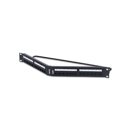 Belden 24-PORT ANGLED PATCH PANEL, 1U, 10GX, LOADED, BLACK, REVCONNECT ...