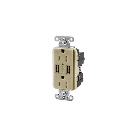 Hubbell Premise Wiring STANDARD USB CHARGER DUPLEX, RECEPTACLE 15AMP ...