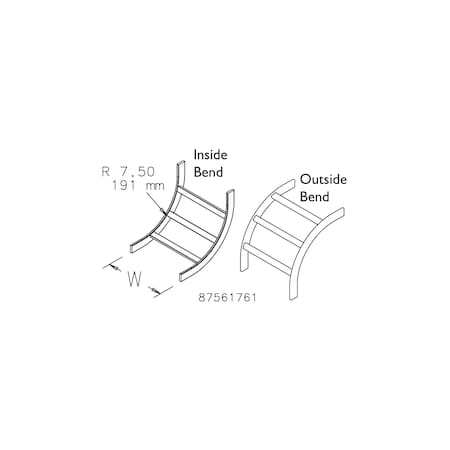 Nvent Hoffman CABLE RUNWAY LADDER RACK, 12" 90 DEG OUTSIDE RADIUS BEND ...