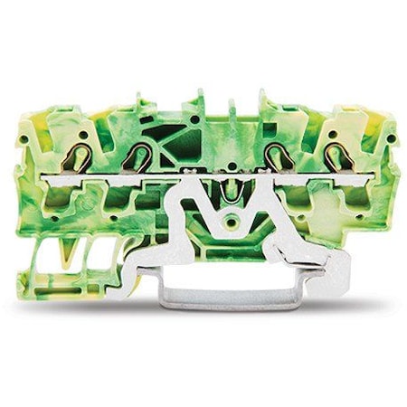 Wago 4-COND GROUND TERMINAL BLOCKS, 22-12 AWG GREEN/YELLOW 2002-1407 | Zoro